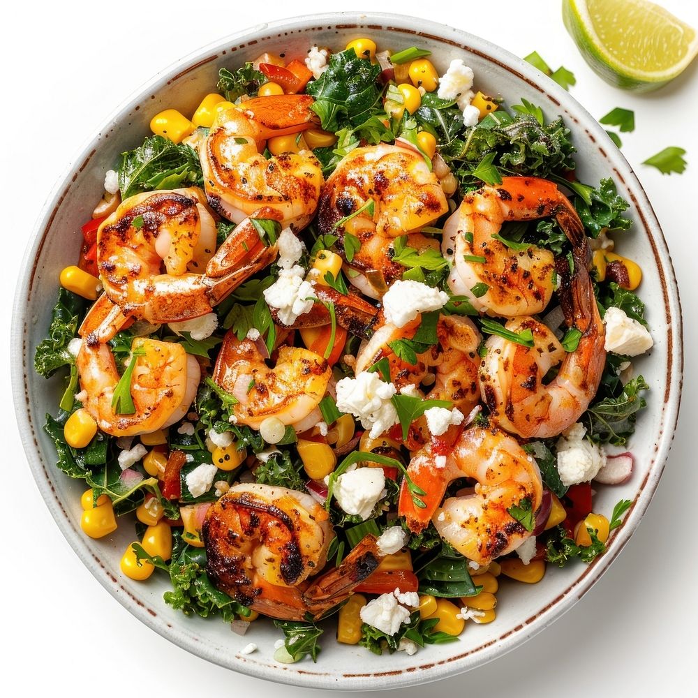 Maxican street corn kale shrimp | Free Photo - rawpixel