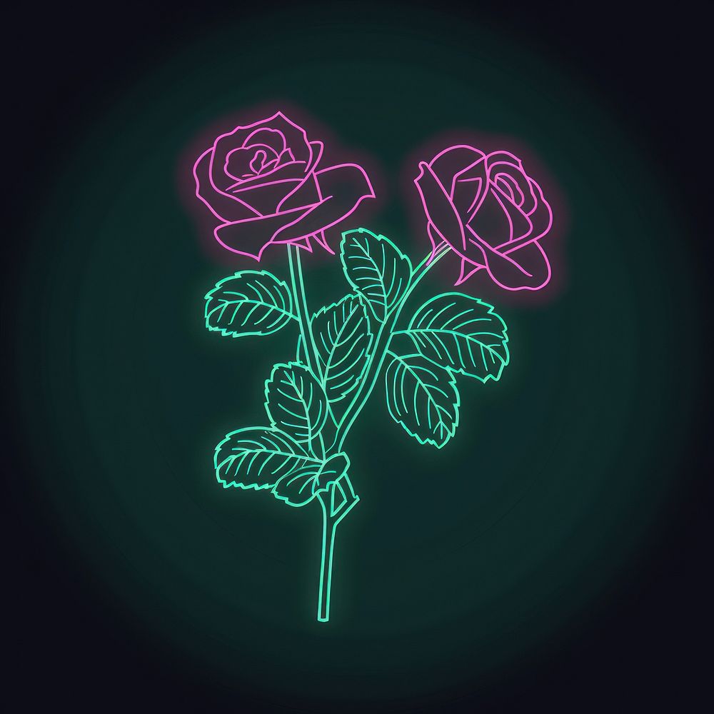 Pink rose icon neon blackboard | Free Photo Illustration - rawpixel