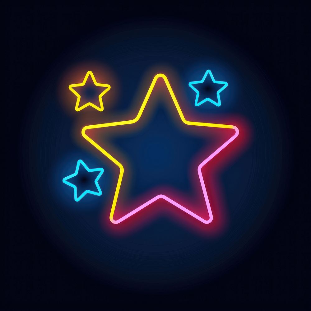 Stars icon neon symbol light. | Free Photo Illustration - rawpixel