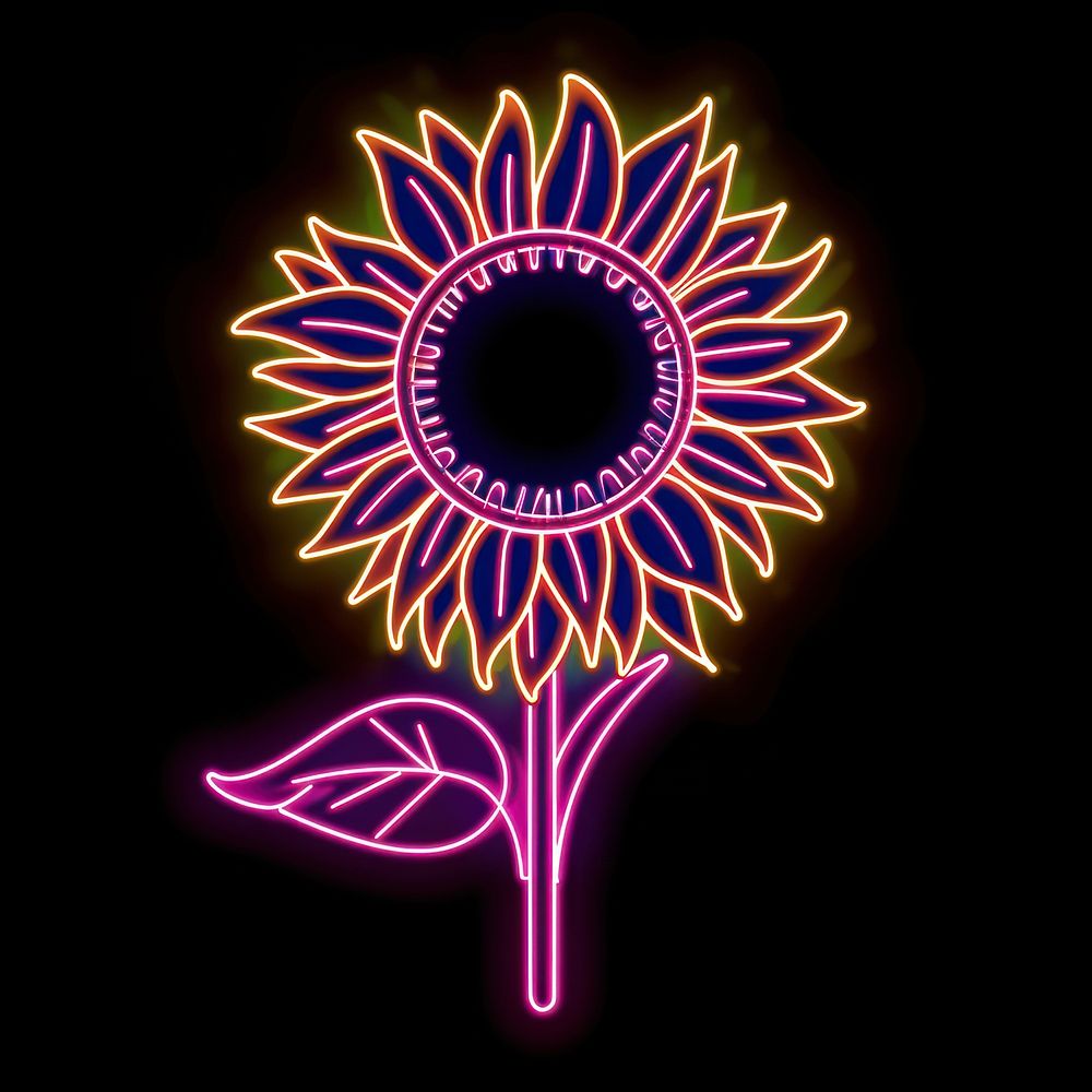 Sunflower icon neon astronomy lighting. | Free Photo Illustration ...