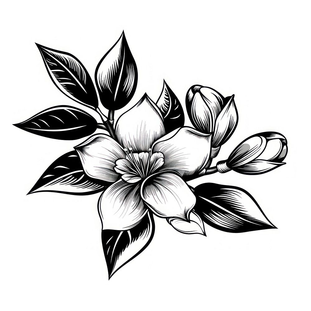 Jasmine flower illustrated graphics pattern. | Premium Photo ...