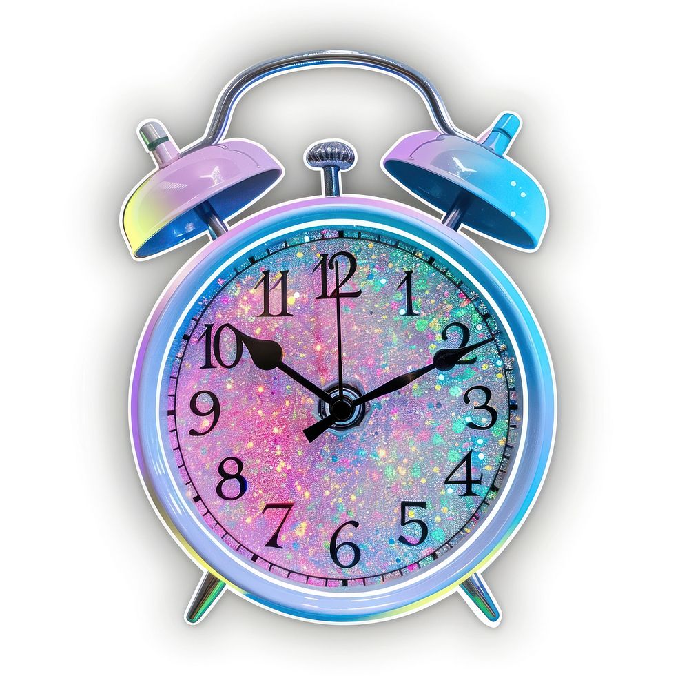 Glitter clock sticker alarm clock | Free Photo Illustration - rawpixel