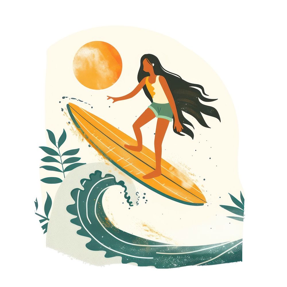 Aesthetic boho female surfing recreation | Free Photo Illustration ...