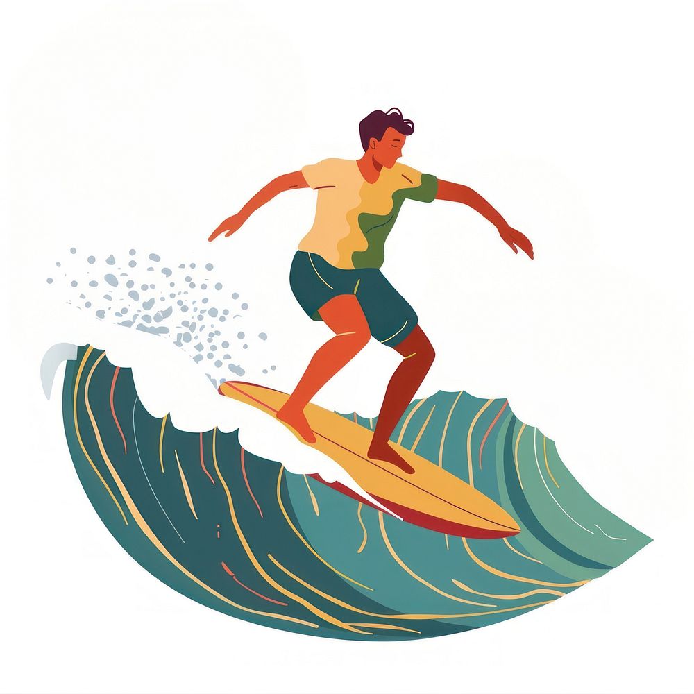 Aesthetic boho sport man surfing | Free Photo Illustration - rawpixel
