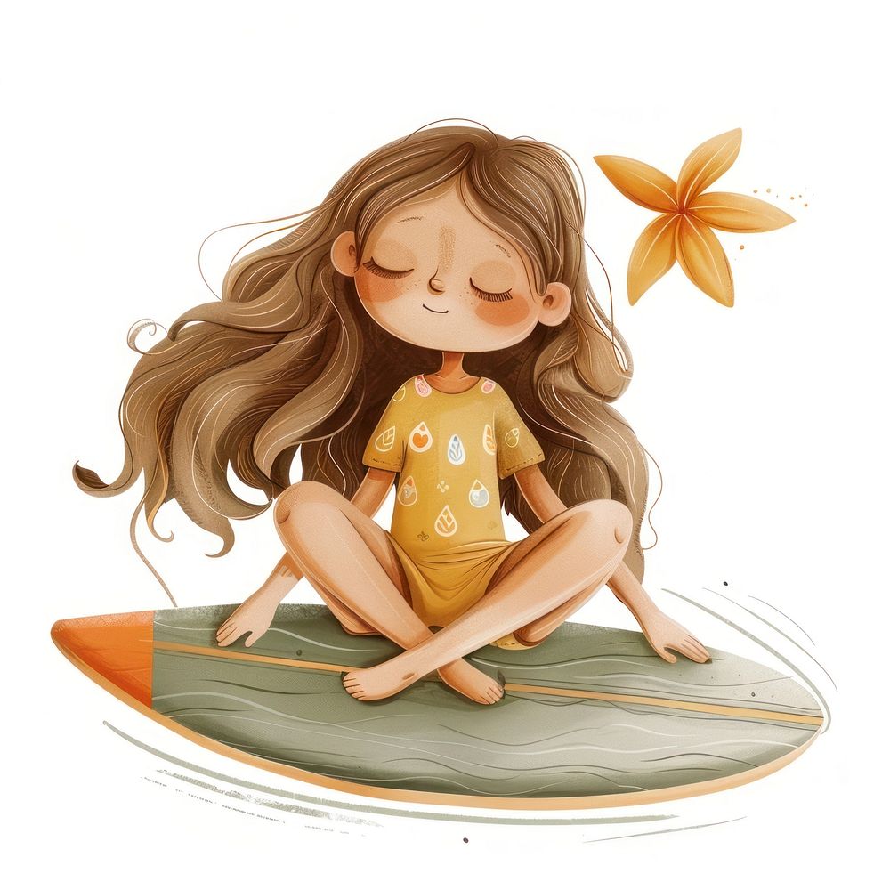 Aesthetic boho young girl surfing | Free Photo Illustration - rawpixel