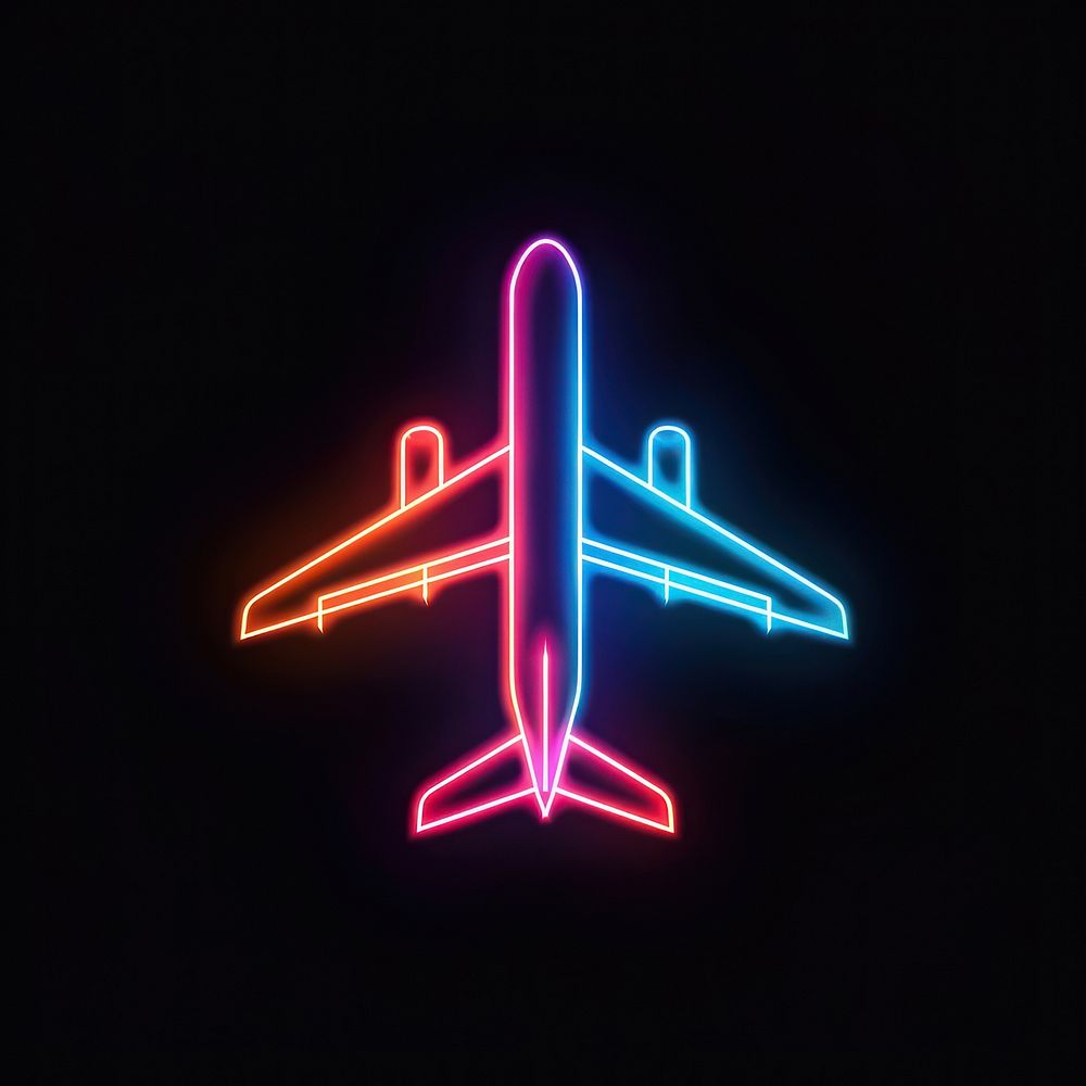Line neon airplane icon lighting | Free Photo Illustration - rawpixel