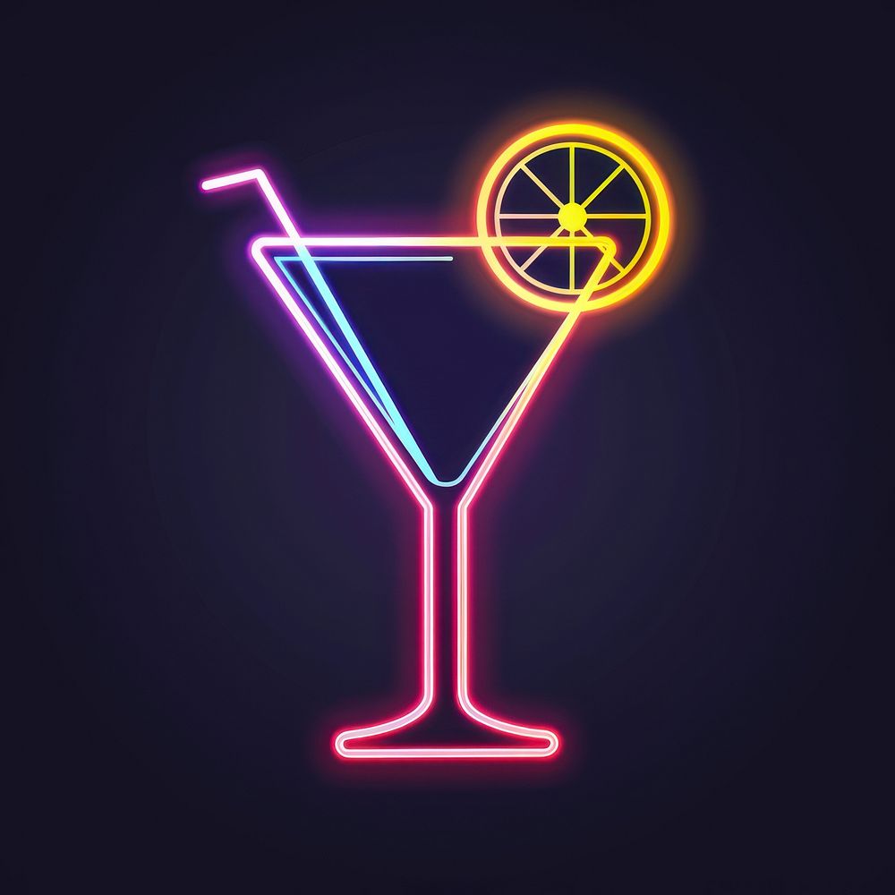 Line neon cocktail icon lighting. | Free Photo Illustration - rawpixel