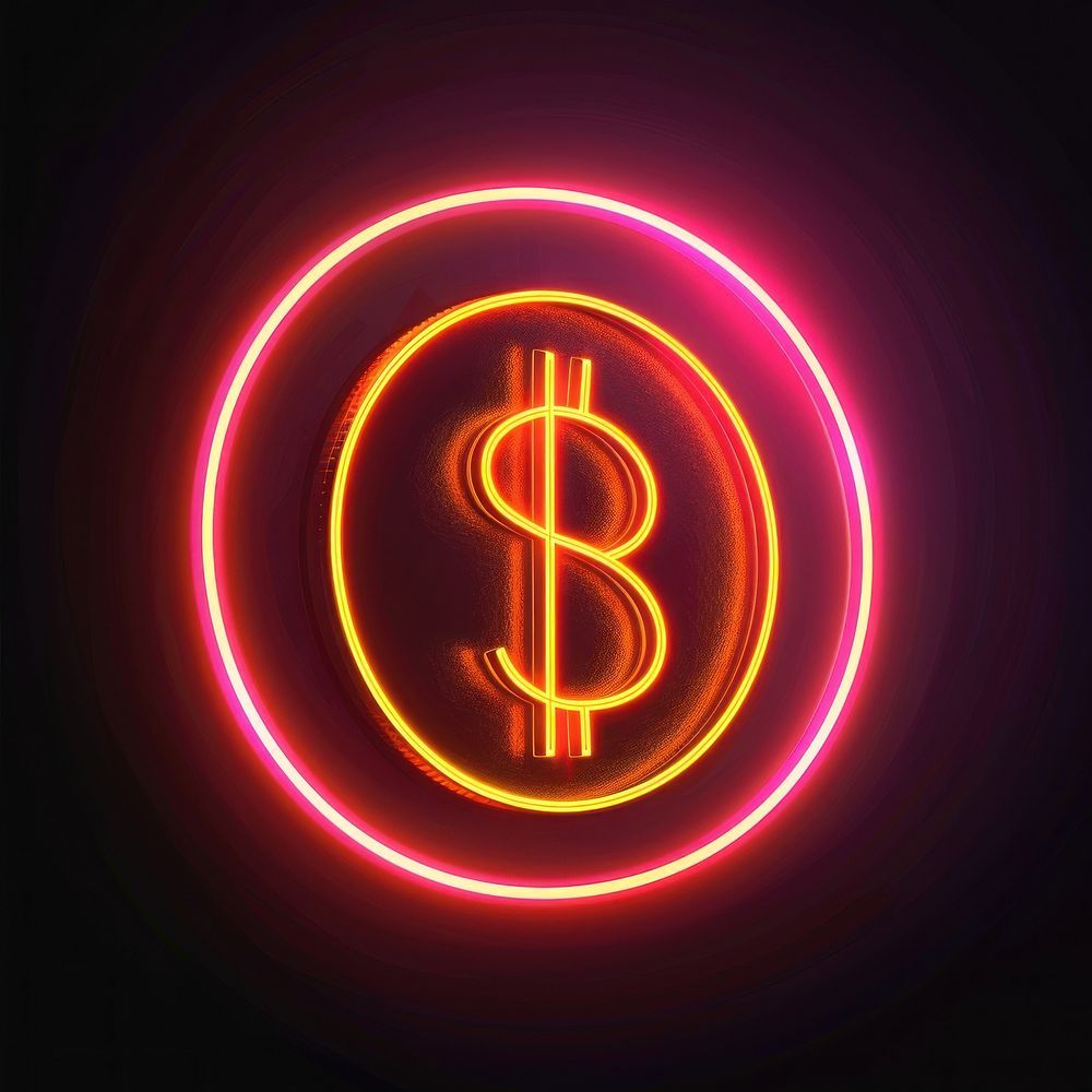 Line neon coin icon lighting | Premium Photo Illustration - rawpixel