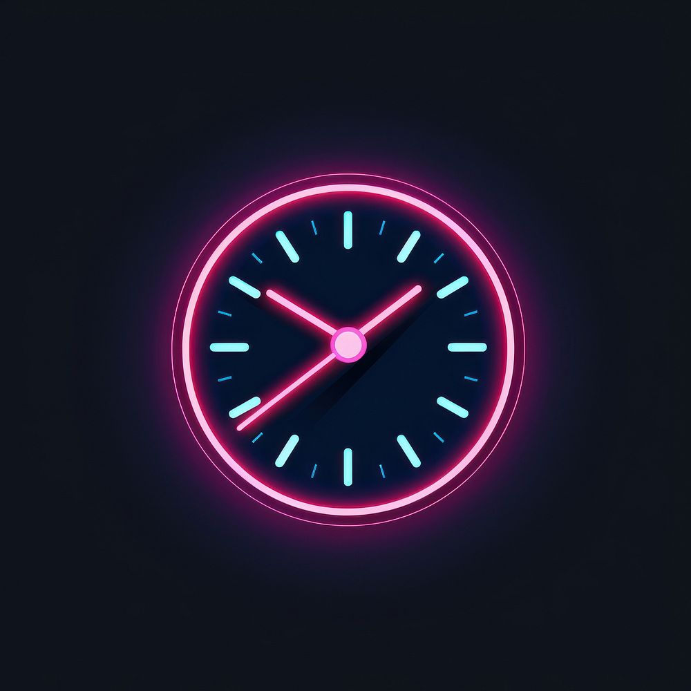 Line neon clock icon light | Free Photo Illustration - rawpixel