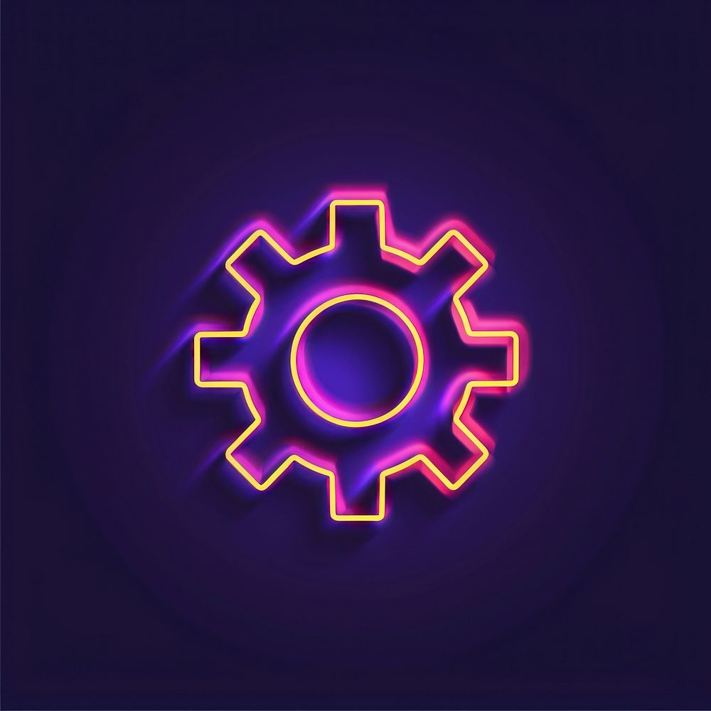 Line neon gear icon accessories | Free Photo Illustration - rawpixel