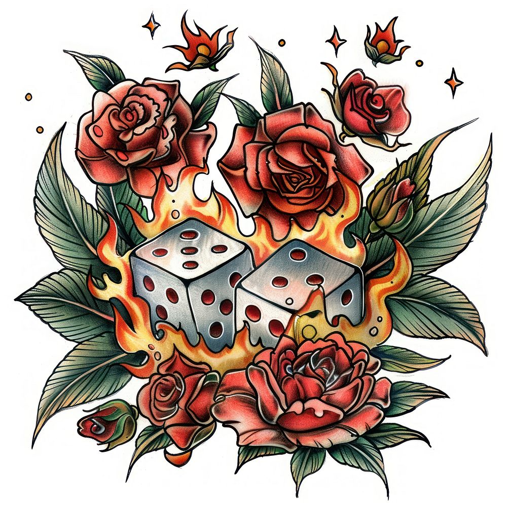 pair dice tattoo graphics pattern. | Free Photo Illustration - rawpixel