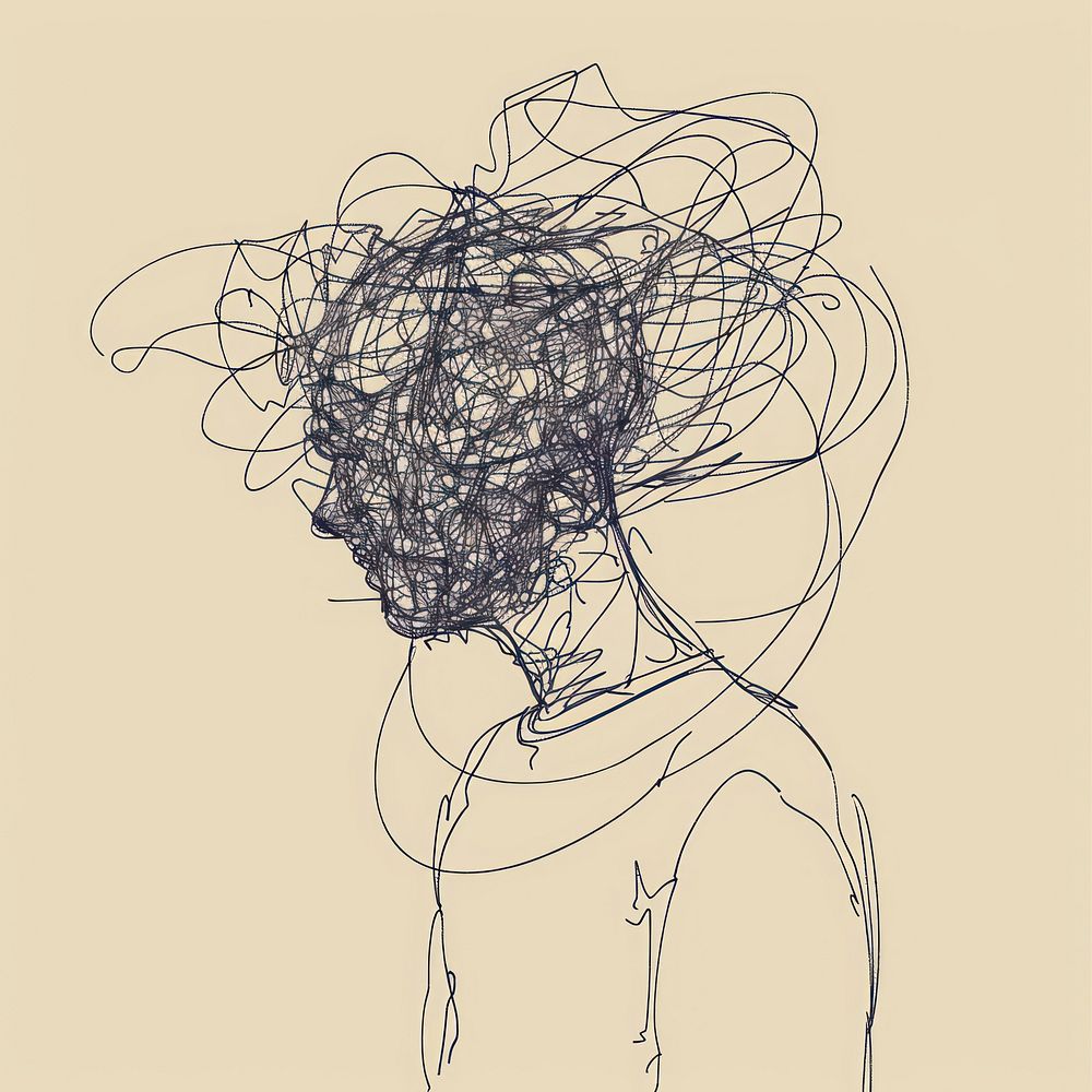 Mental health drawing person illustrated. | Free Photo Illustration ...