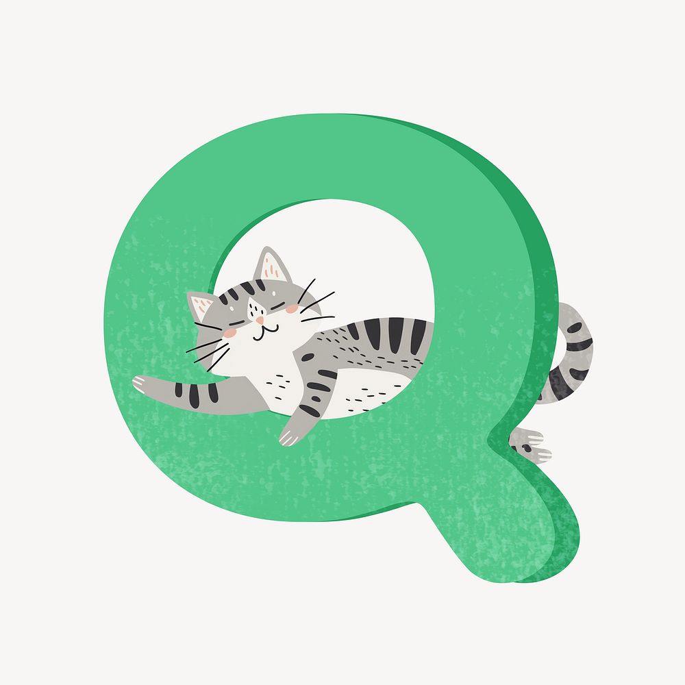 Letter Q cute cat font | Free Photo Illustration - rawpixel