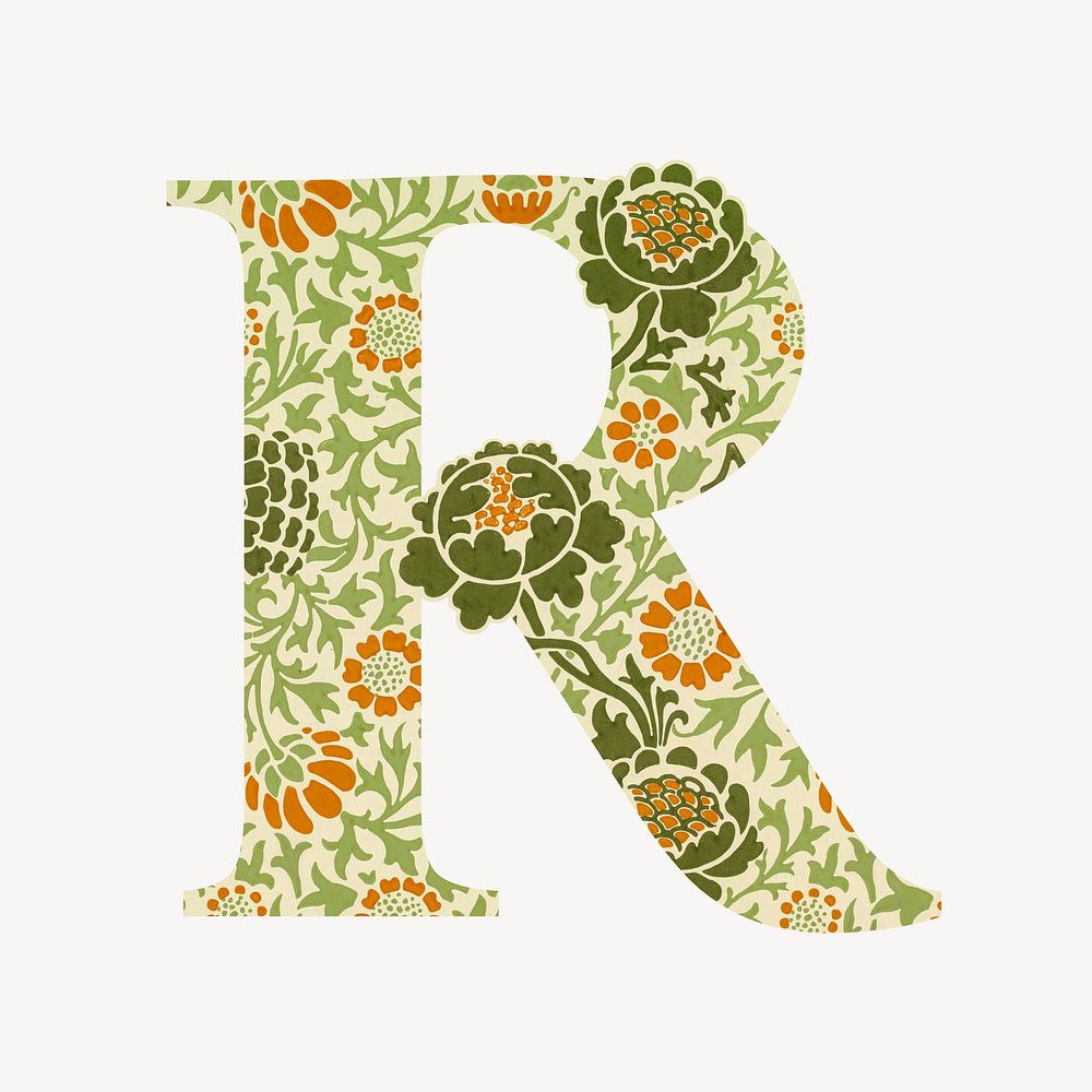 Letter R botanical pattern font, | Premium Photo Illustration - rawpixel
