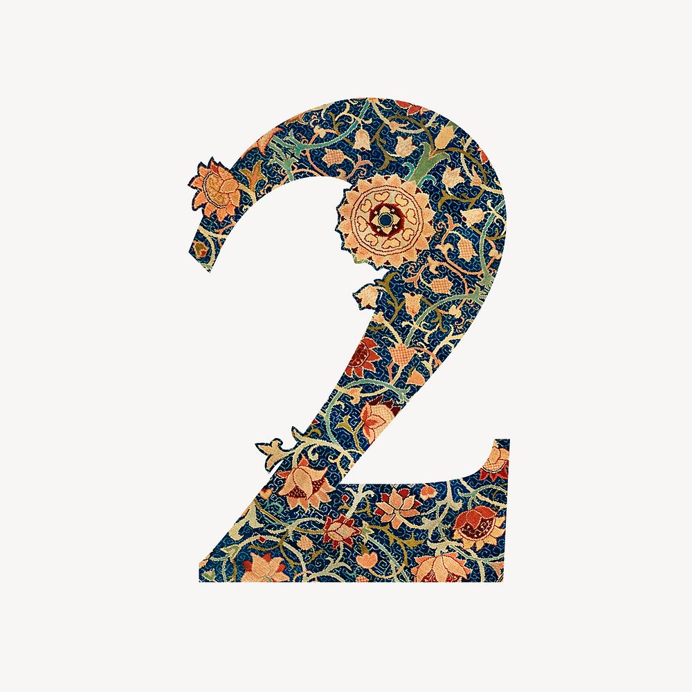 Number 2 vintage font, botanical | Premium Photo Illustration - rawpixel