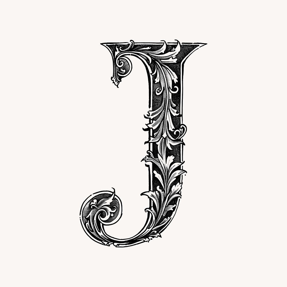 Letter J classic medieval art | Free Photo Illustration - rawpixel