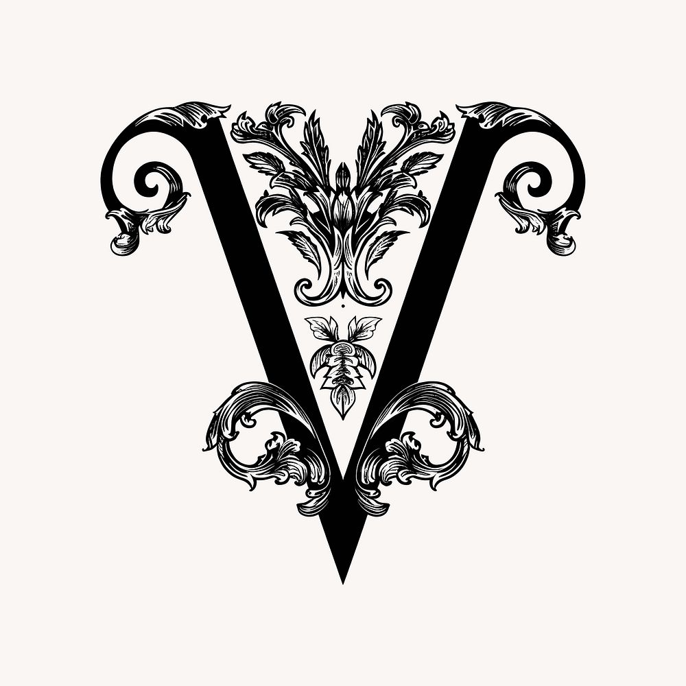 Letter V classic medieval art | Free Photo Illustration - rawpixel