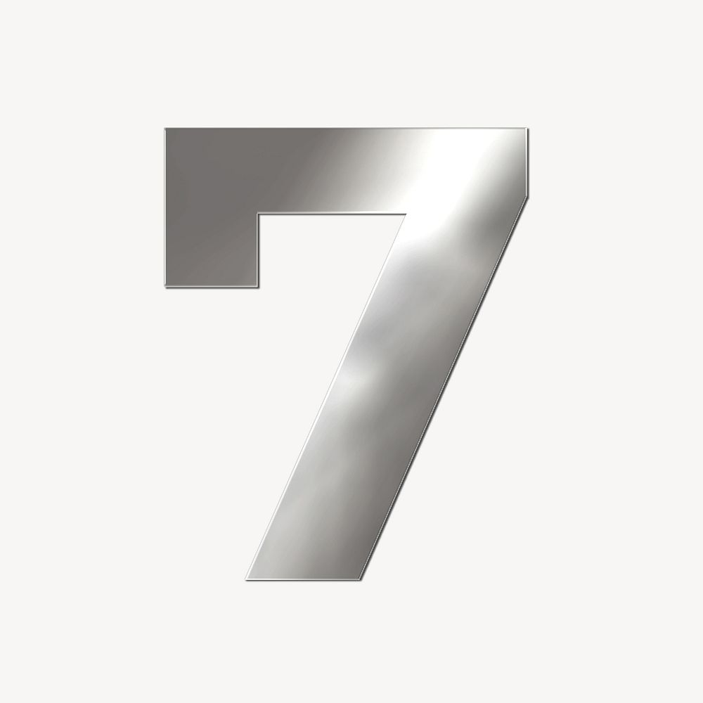 Simple number 7 silver metallic | Free Photo Illustration - rawpixel
