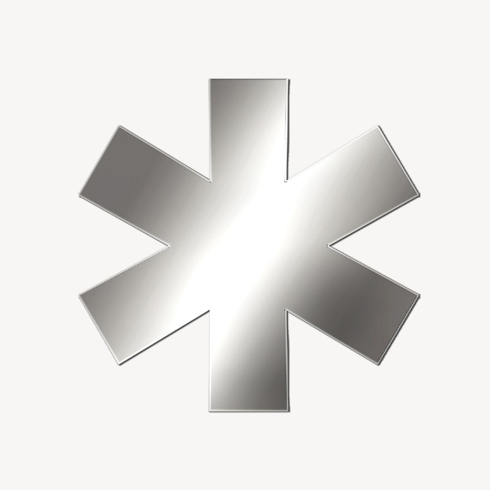 Simple asterisk symbol silver metallic | Free Photo Illustration - rawpixel