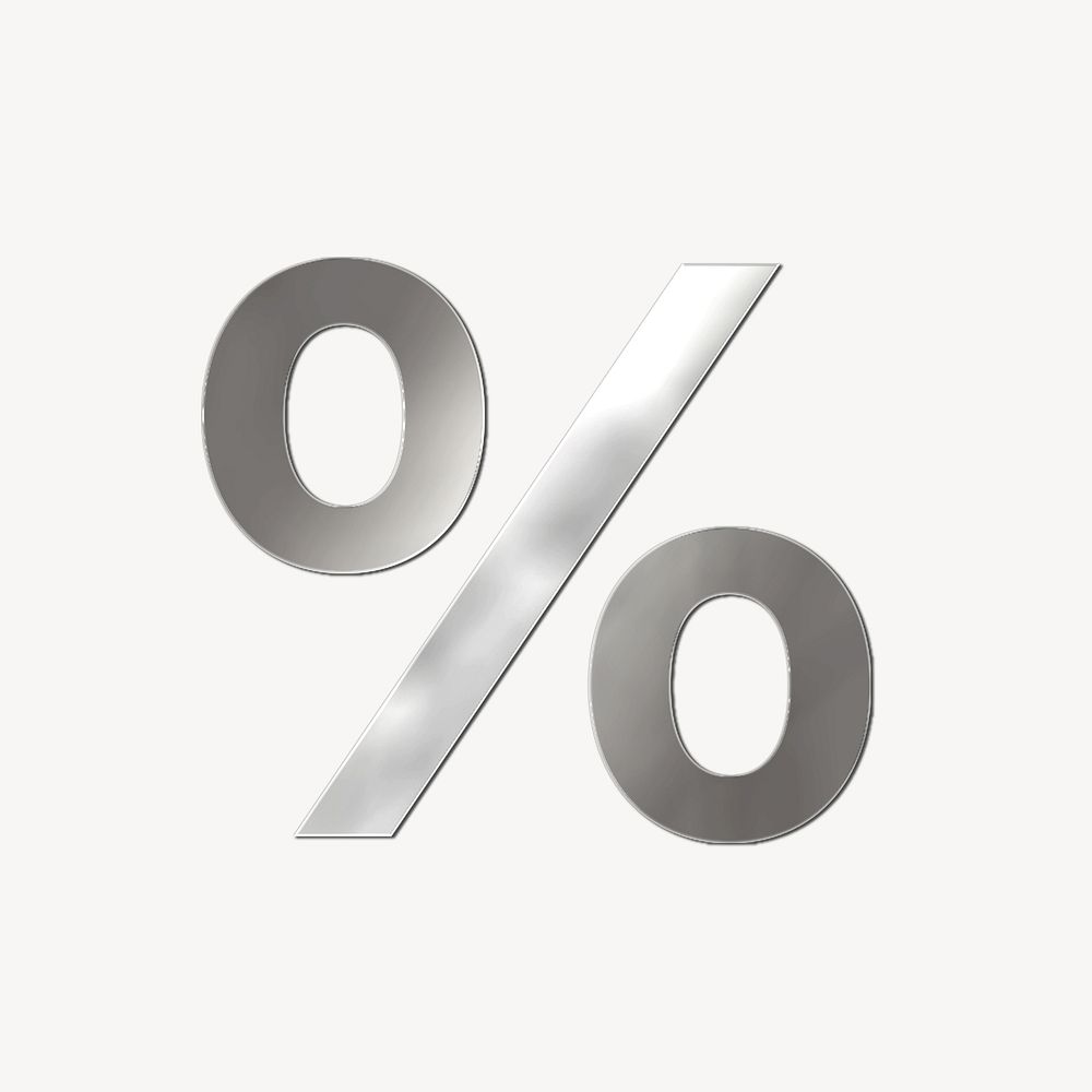 Simple percent symbol silver metallic | Free Photo Illustration - rawpixel