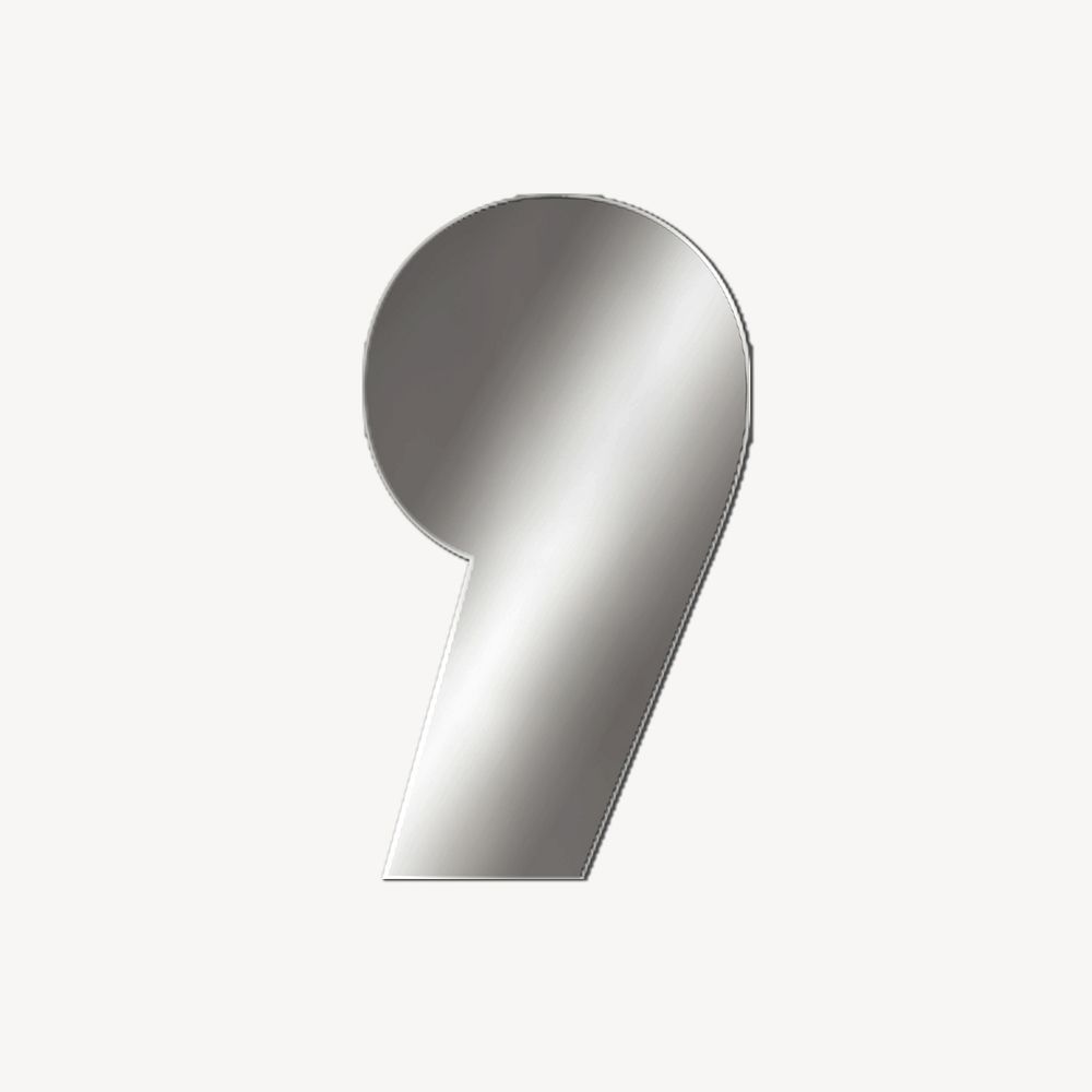 Simple comma symbol silver metallic | Free Photo Illustration - rawpixel