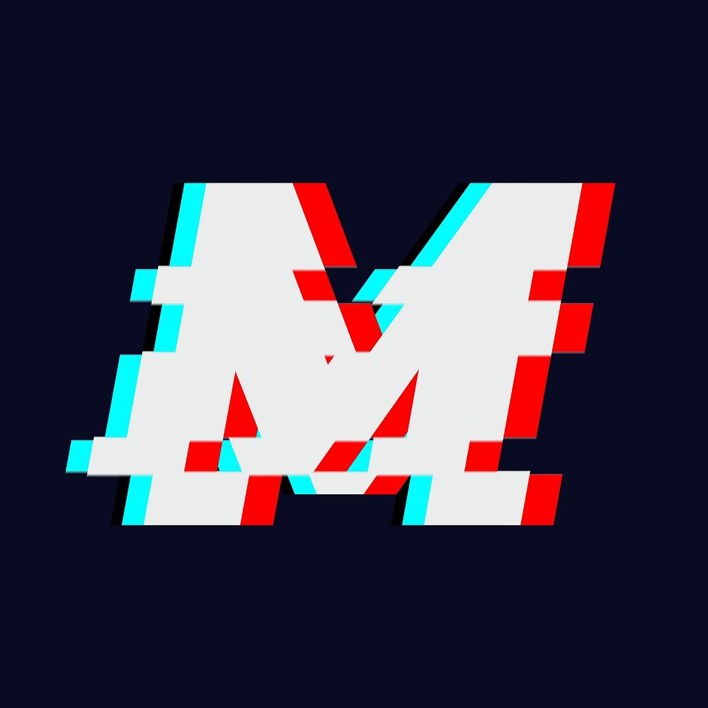 Letter M, glitch alphabet illustration | Free Photo Illustration - rawpixel