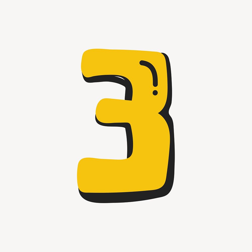 Number 3 hand drawn doodle | Free Photo Illustration - rawpixel