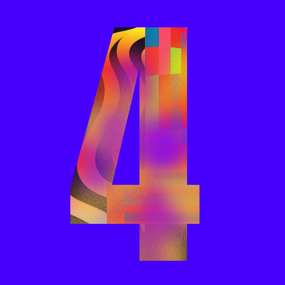 Number 4 funky abstract bold | Free Photo Illustration - rawpixel