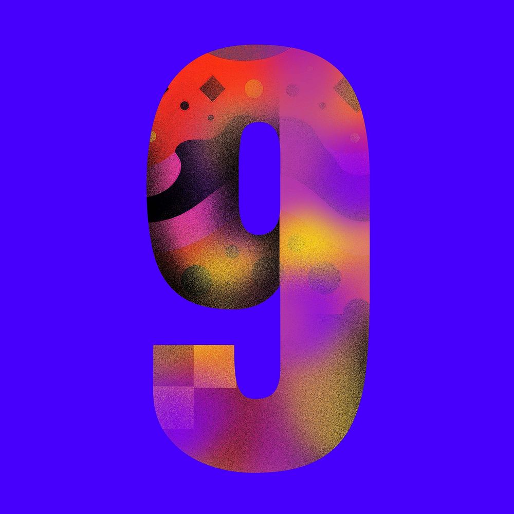 Number 9 funky abstract bold | Free Photo Illustration - rawpixel