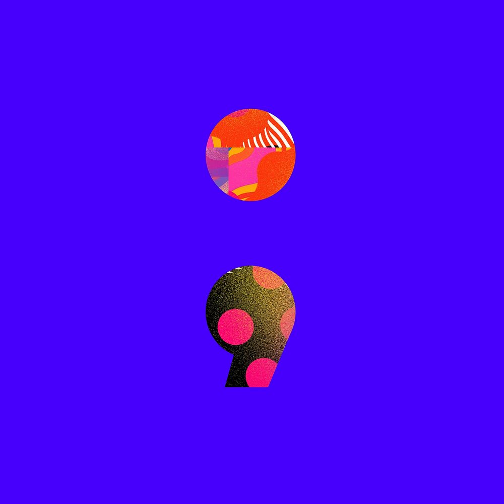 Semicolon sign, funky abstract bold | Free Photo Illustration - rawpixel