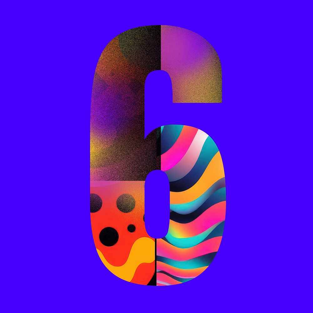 Number 6 funky abstract bold | Free Photo Illustration - rawpixel