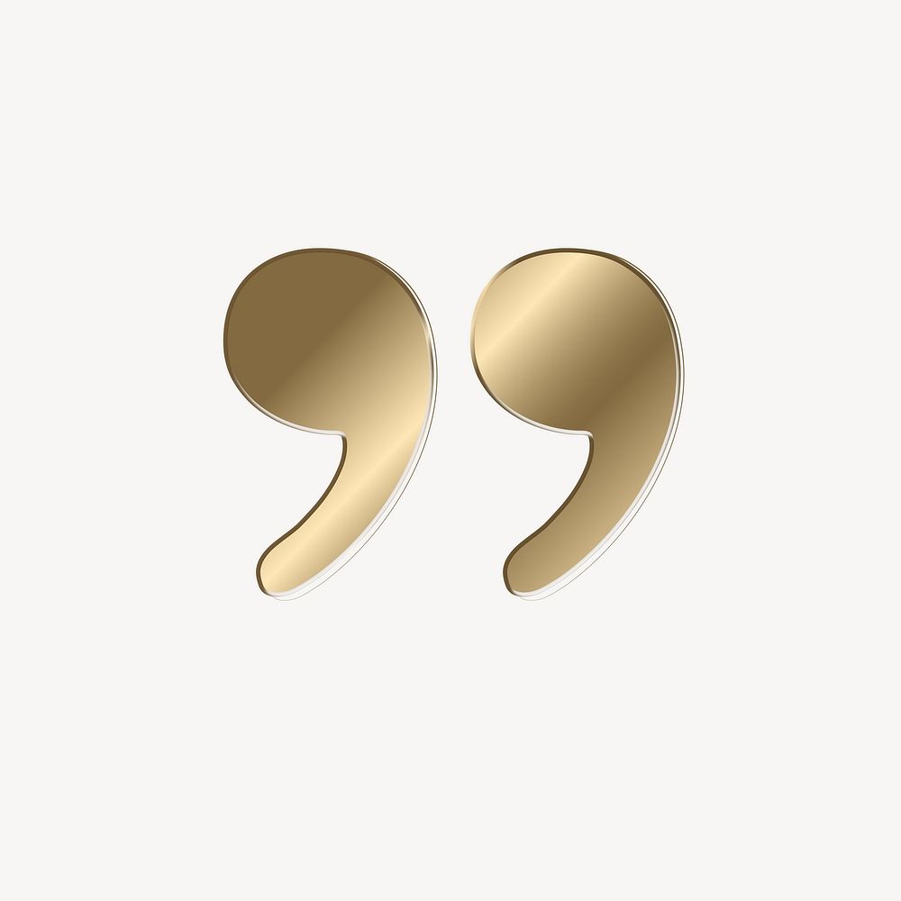 Quotation mark gold metallic symbol | Free Photo Illustration - rawpixel