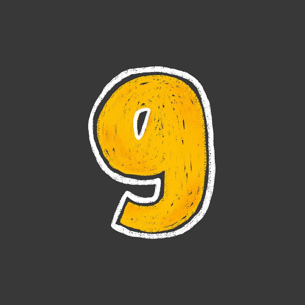 Number 9 crayon font illustration | Free Photo Illustration - rawpixel