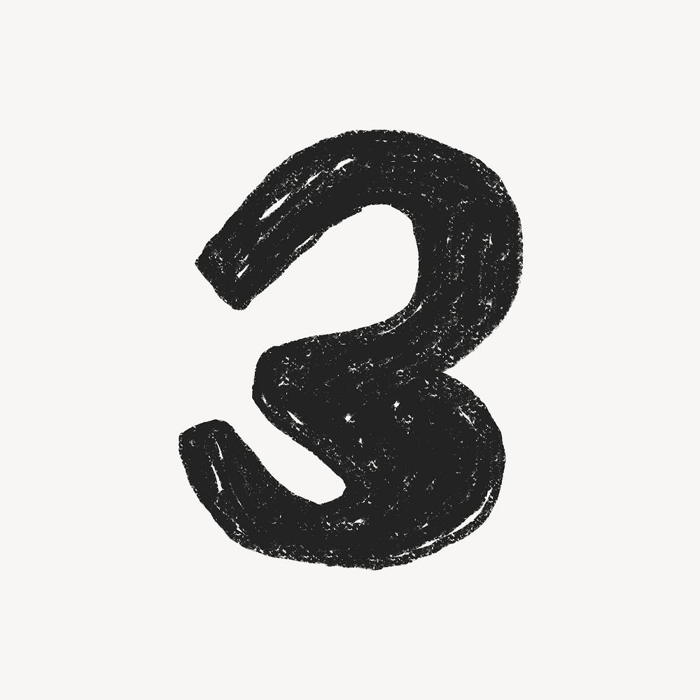 Number 3 crayon font illustration | Free Photo Illustration - rawpixel
