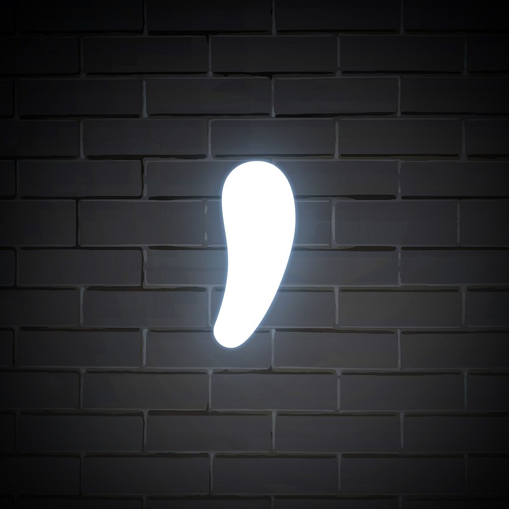 Apostrophe sign white neon illustration | Free Photo Illustration ...