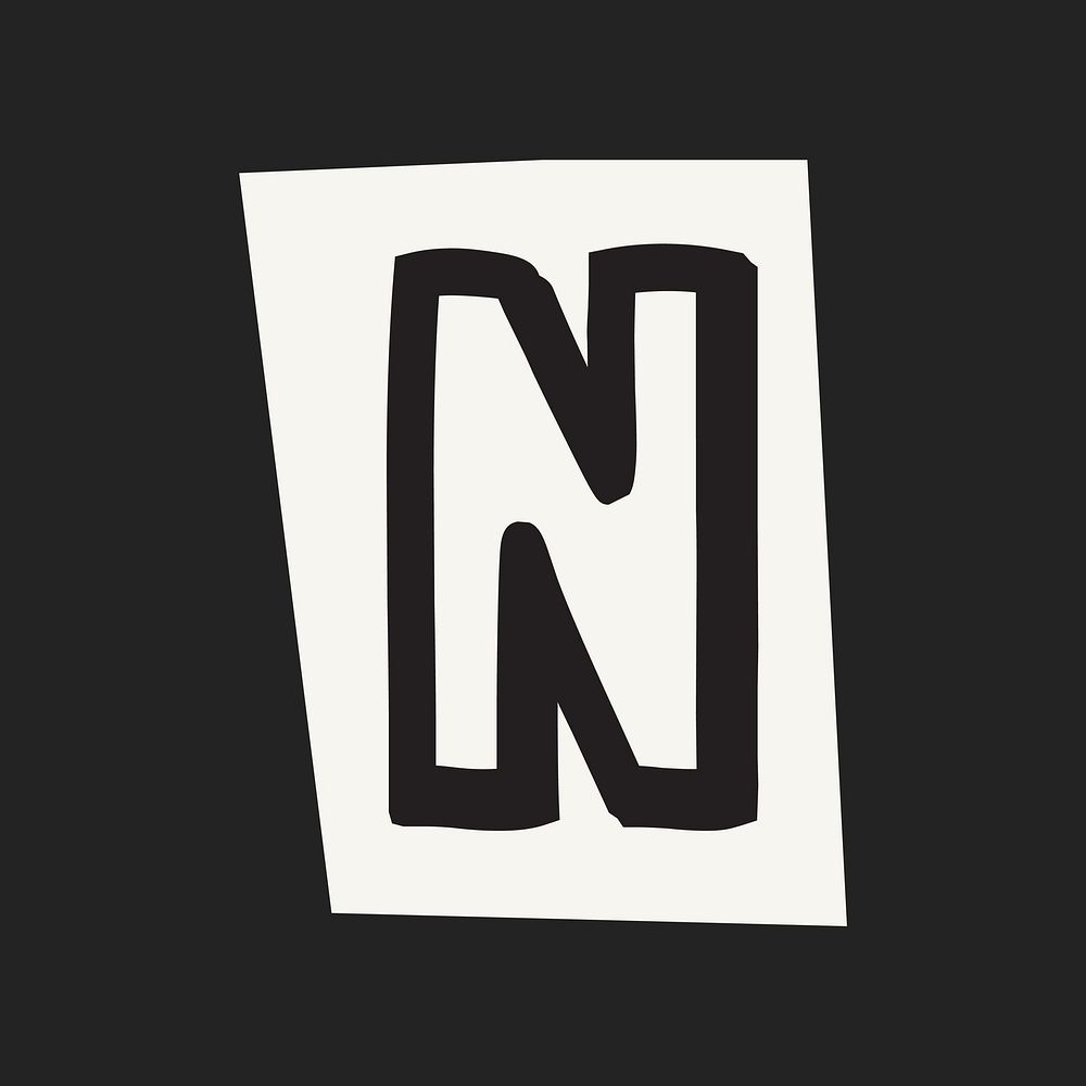 Letter N black&white papercut alphabet | Free Photo Illustration - rawpixel
