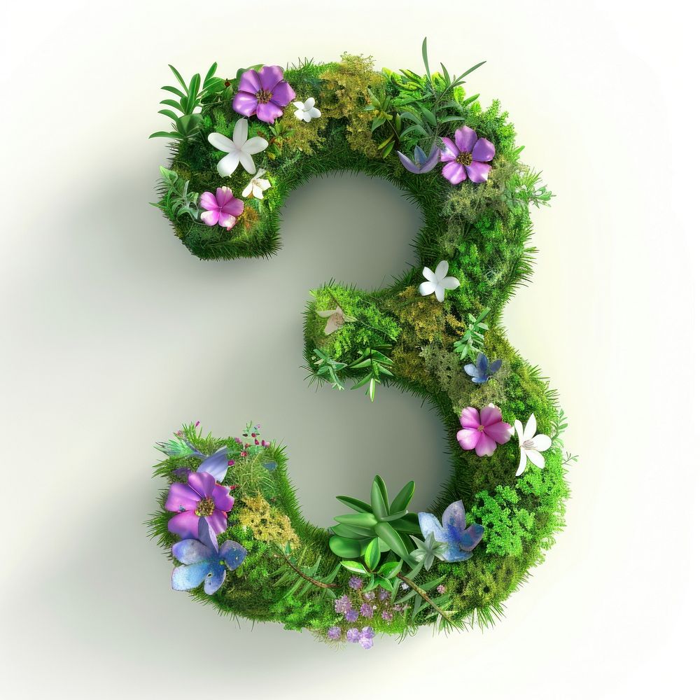 3 Number flower graphics pattern. | Free Photo Illustration - rawpixel