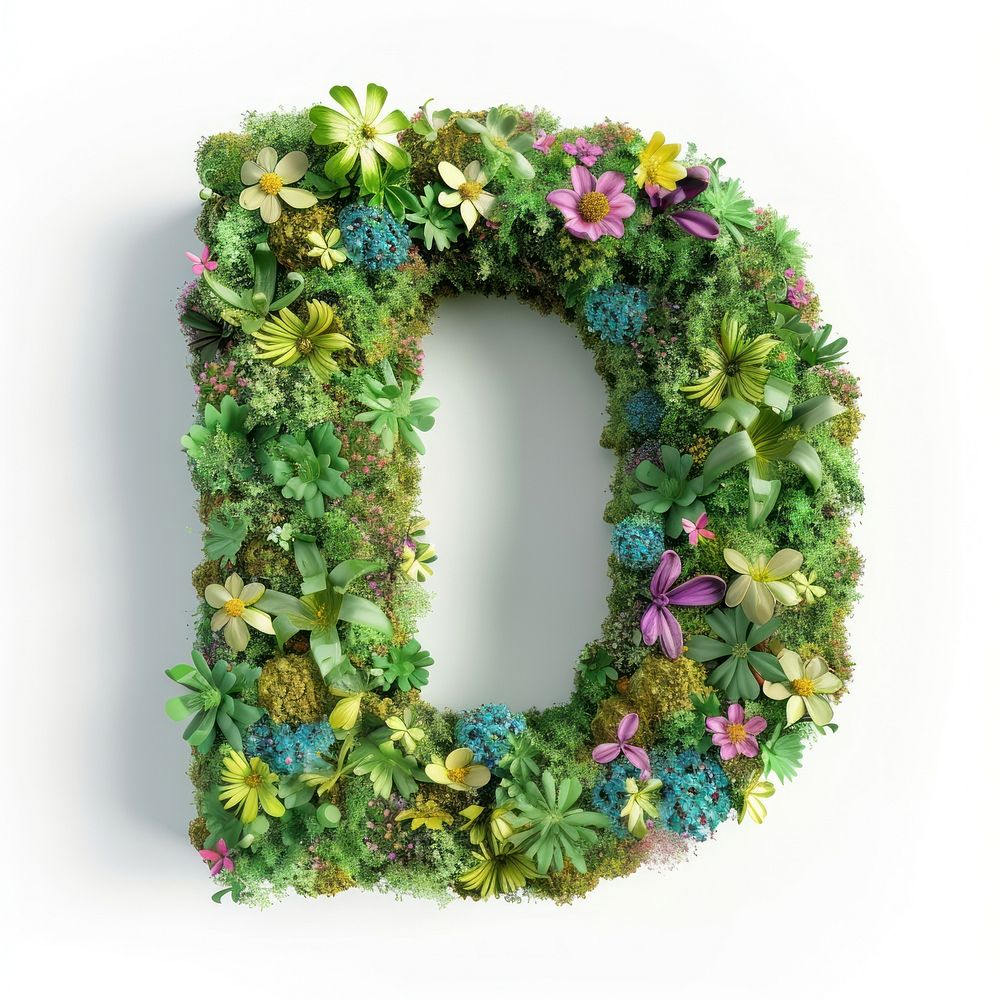 D letter flower blossom wreath. | Free Photo Illustration - rawpixel