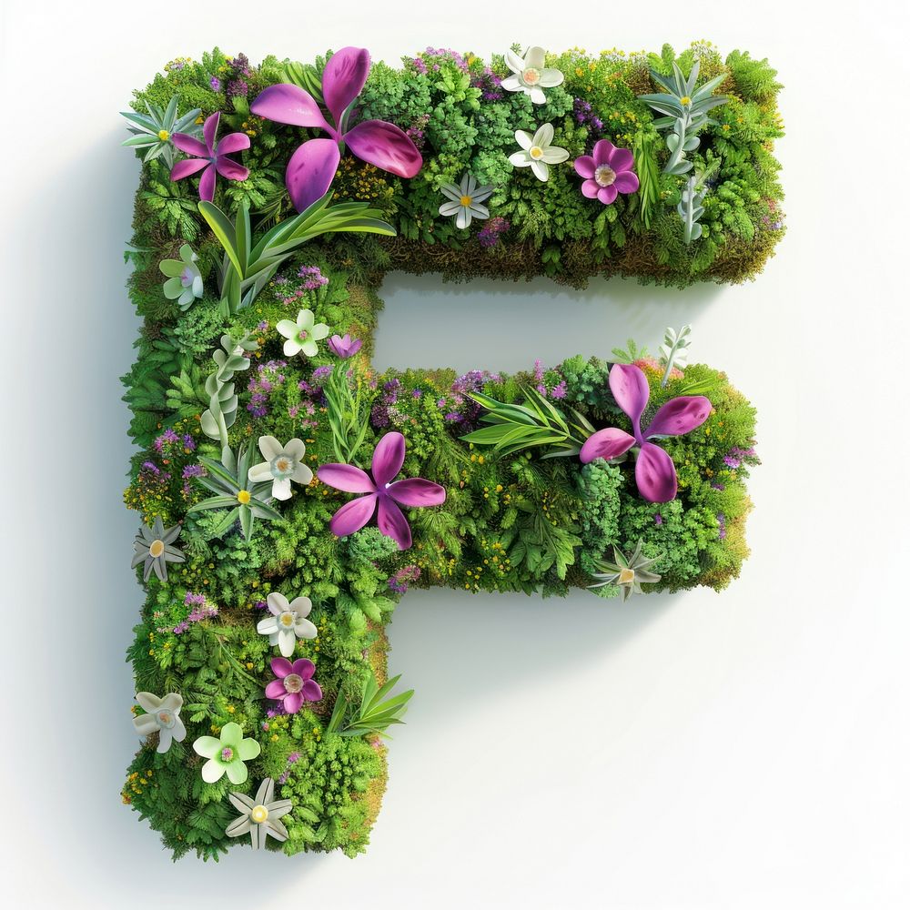 F letter flower nature green. | Free Photo Illustration - rawpixel
