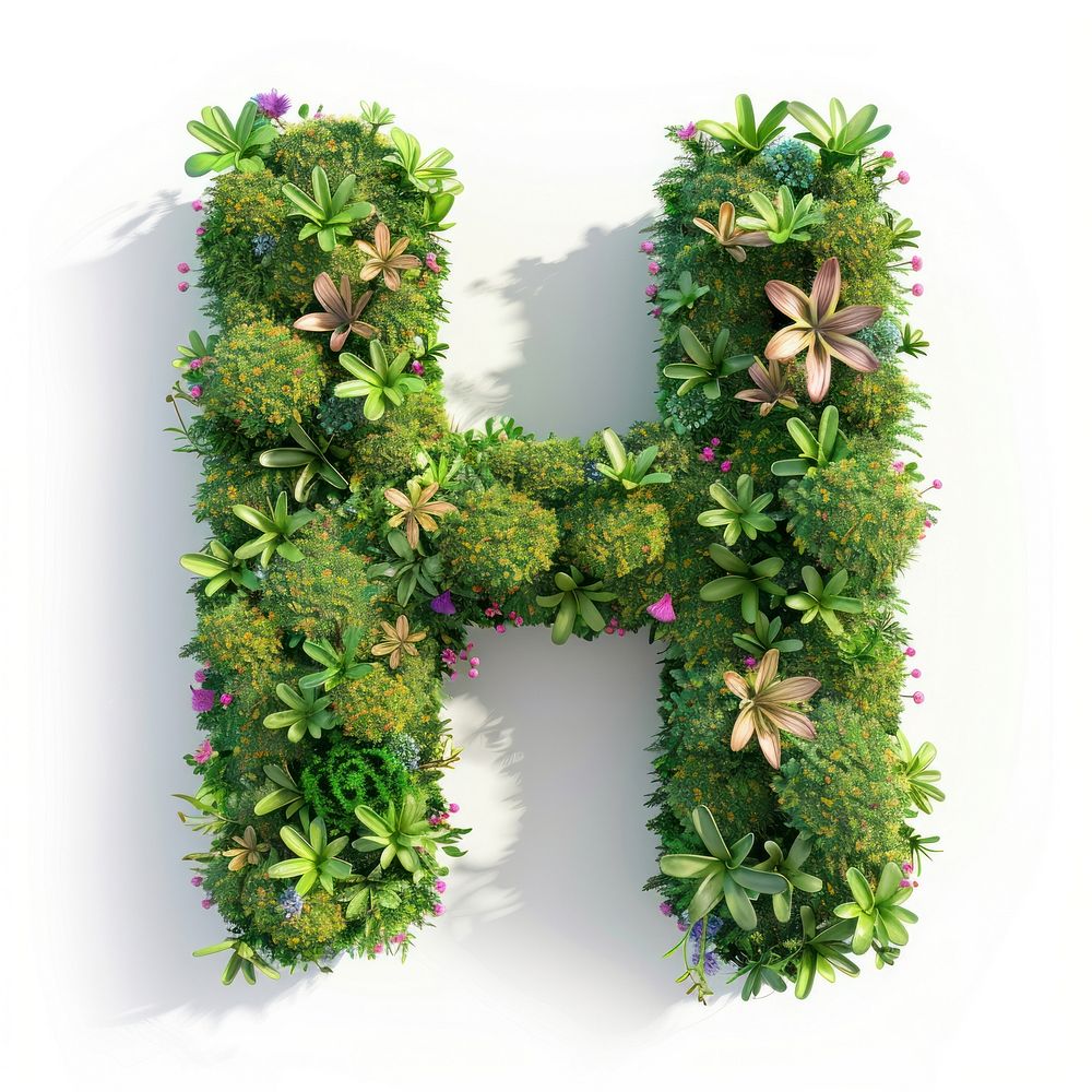 H letter flower nature green. | Free Photo Illustration - rawpixel