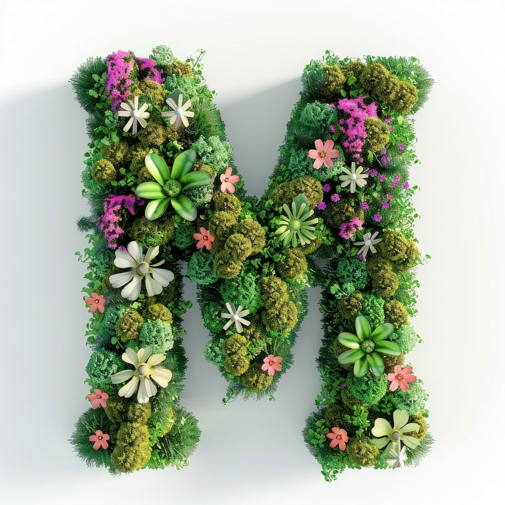 M letter flower moss accessories. | Free Photo Illustration - rawpixel