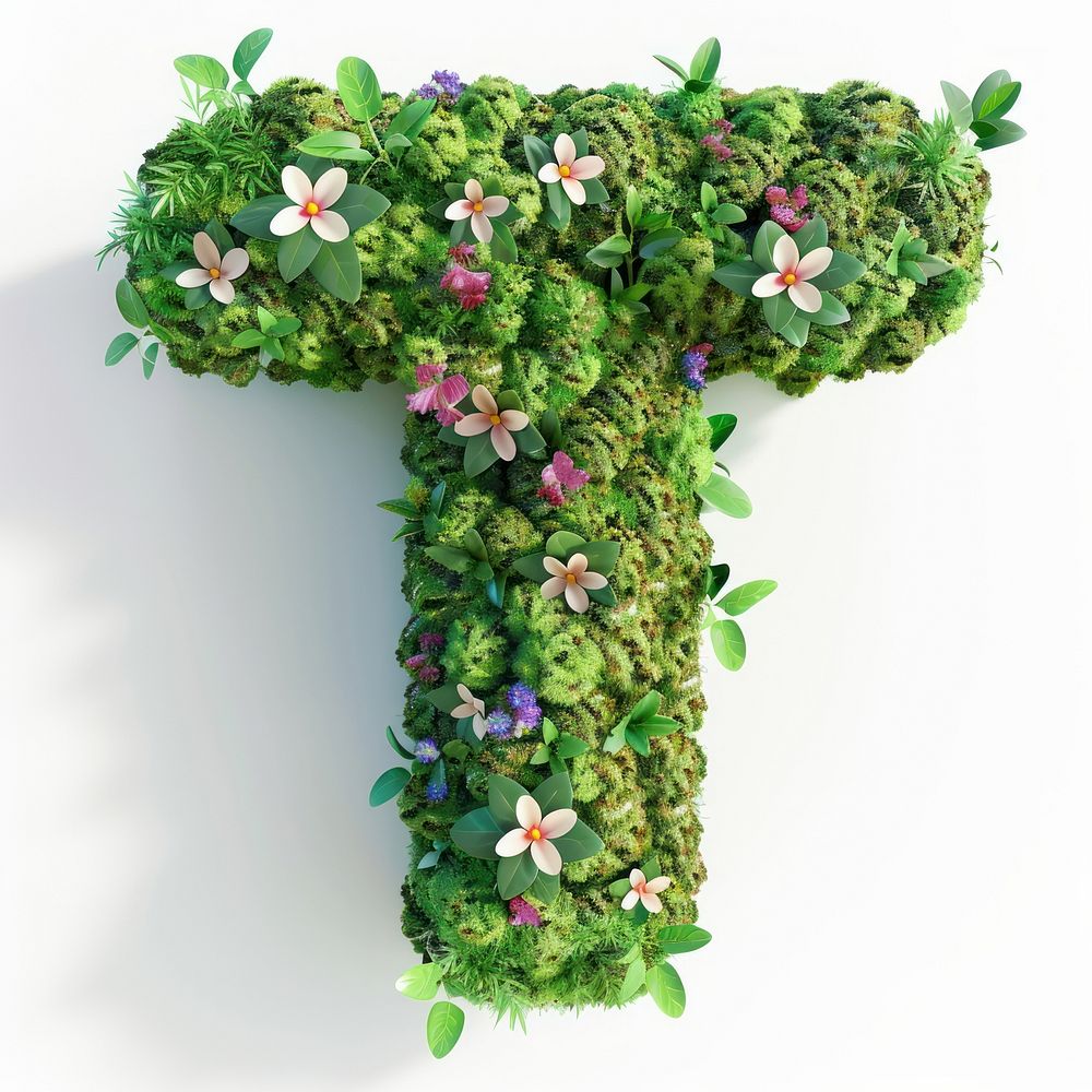 T letter flower nature green. | Free Photo Illustration - rawpixel
