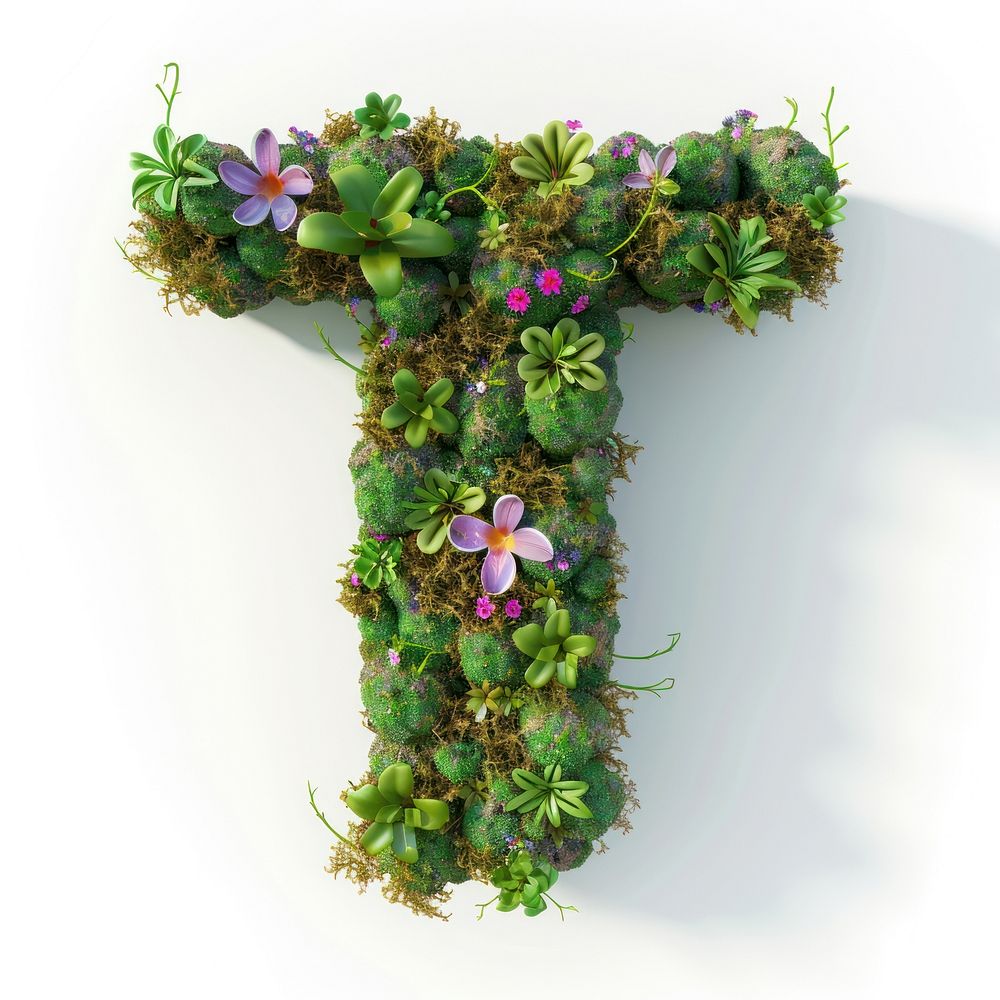 T letter flower moss graphics. | Free Photo Illustration - rawpixel
