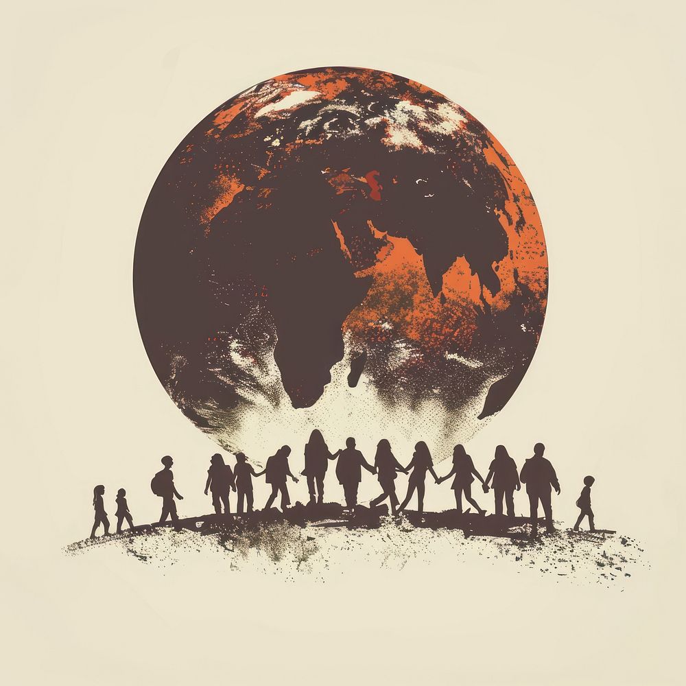 Refugee people holding hands and | Free Photo Illustration - rawpixel