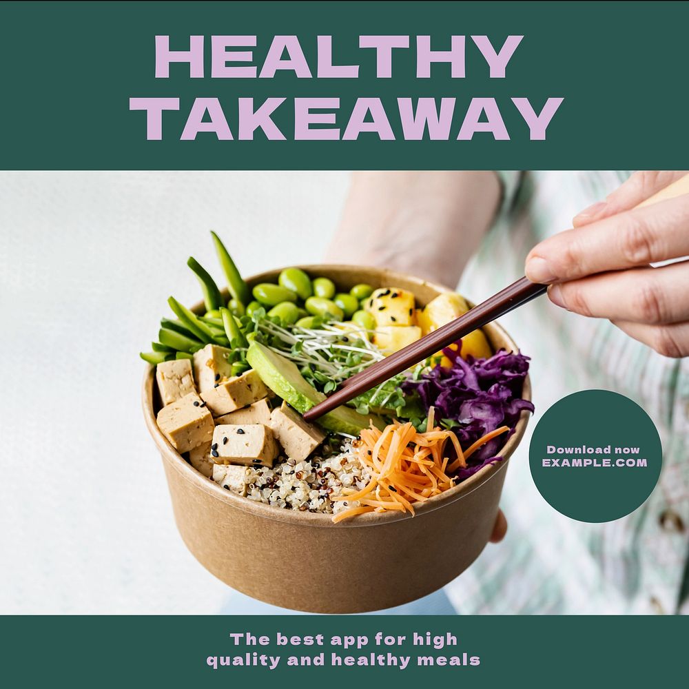 Healthy takeaway Instagram post template | Free Photo - rawpixel