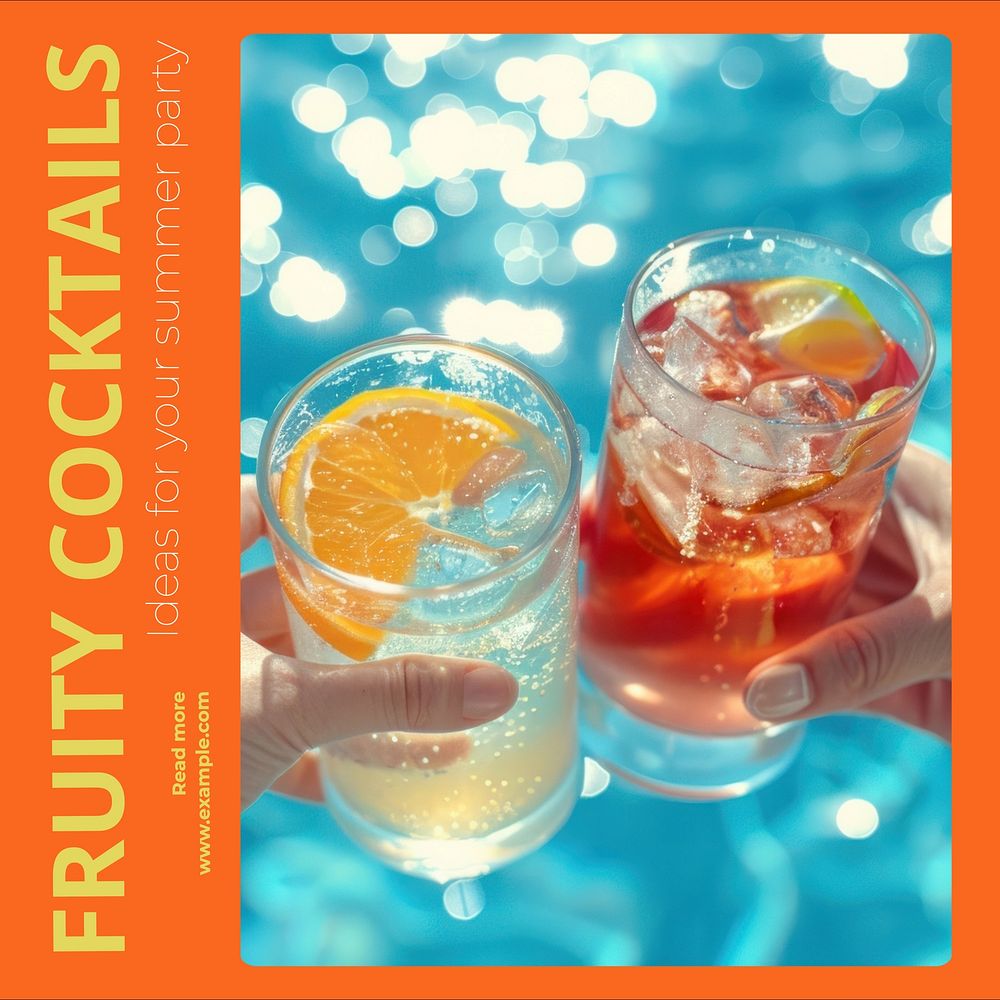 Fruity cocktails Instagram post template | Free Photo - rawpixel