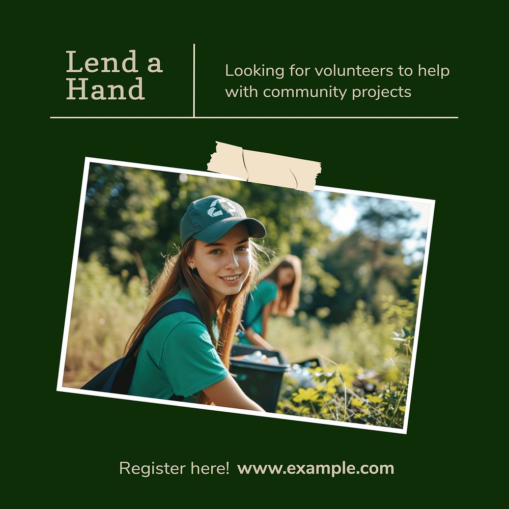 Volunteer Instagram post template | Free Photo - rawpixel
