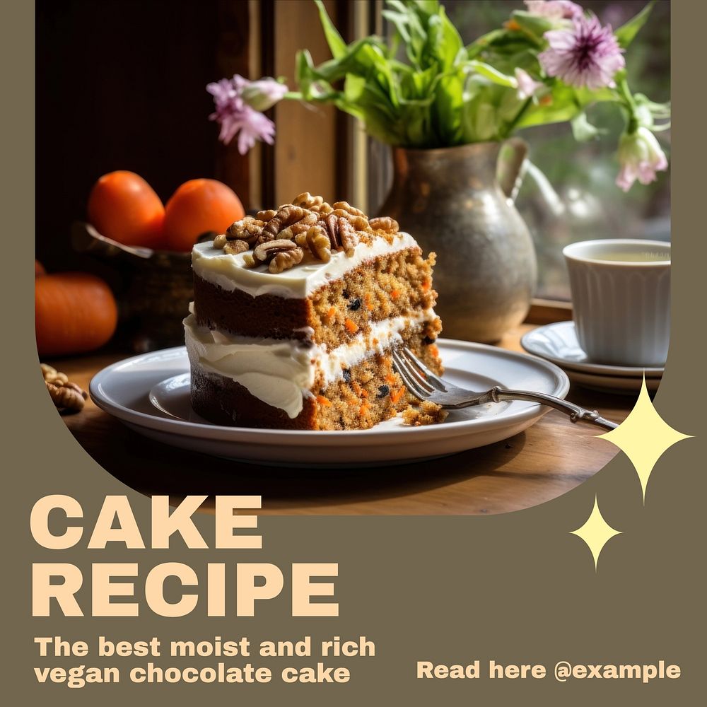 Cake Recipe Instagram post template | Free Photo - rawpixel
