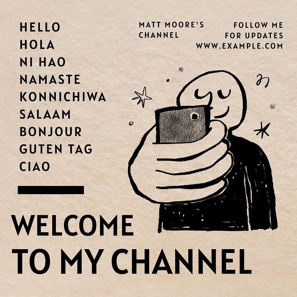 Channel, welcome Instagram post template | Free Photo - rawpixel