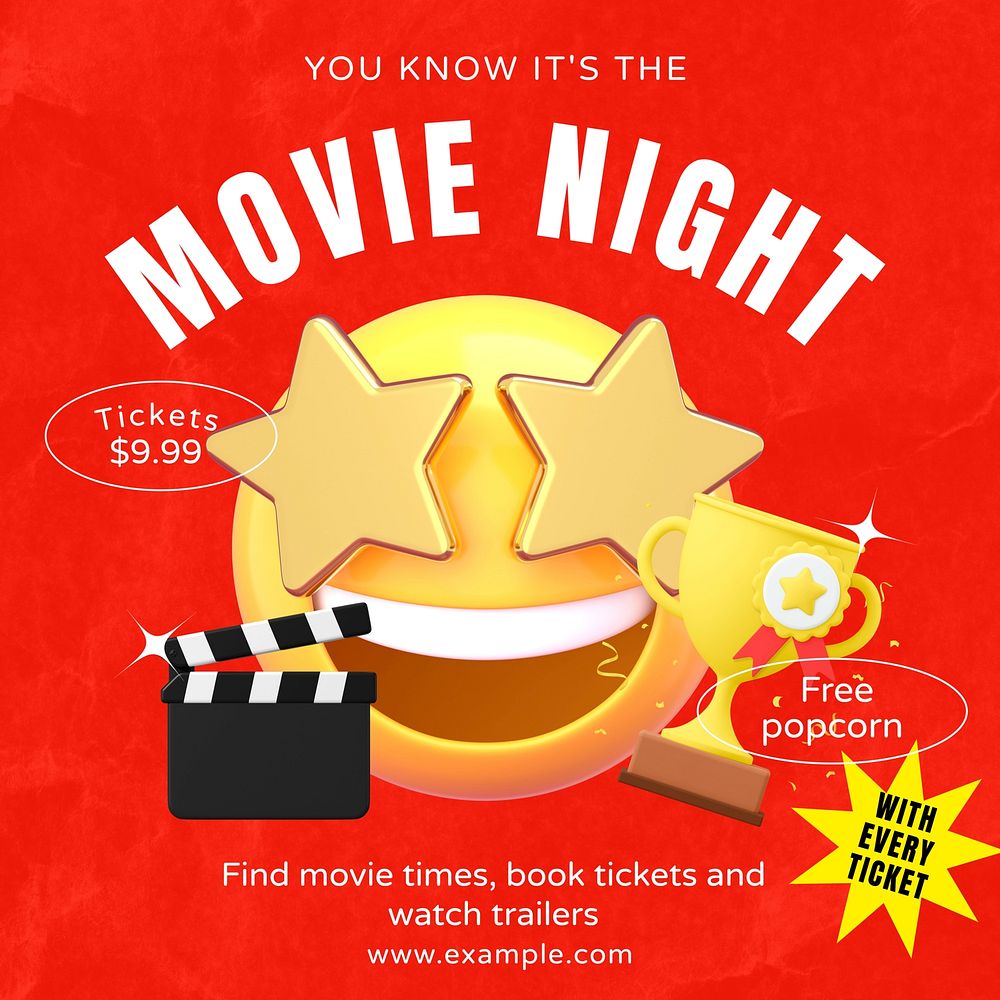 Movie night Instagram post template | Free Photo - rawpixel
